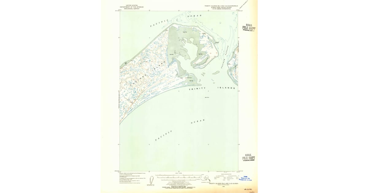 1954 Map of Trinity Islands B-2 and C-2, Kodiak Island Borough, AK ...