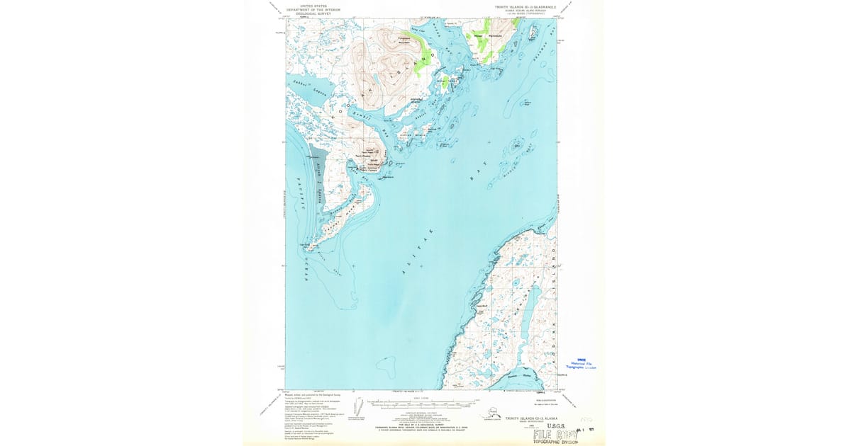 1952 Map of Trinity Islands D-1, Kodiak Island Borough, AK — High-Res ...