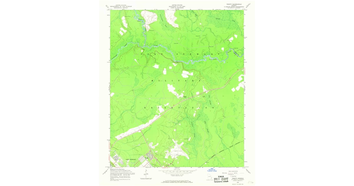 1958 Map of Trinity, Liberty County, GA — High-Res, 1969 Print | Pastmaps
