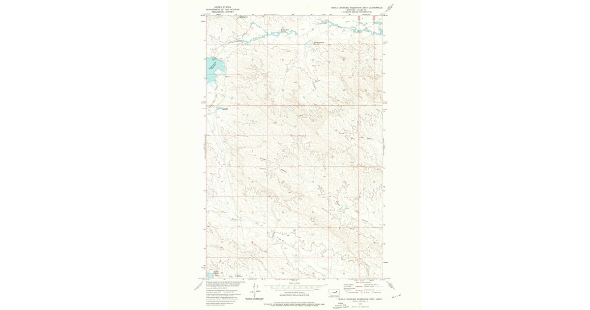 1973 Map of Triple Crossing Reservoir East, Valley County, MT — High ...
