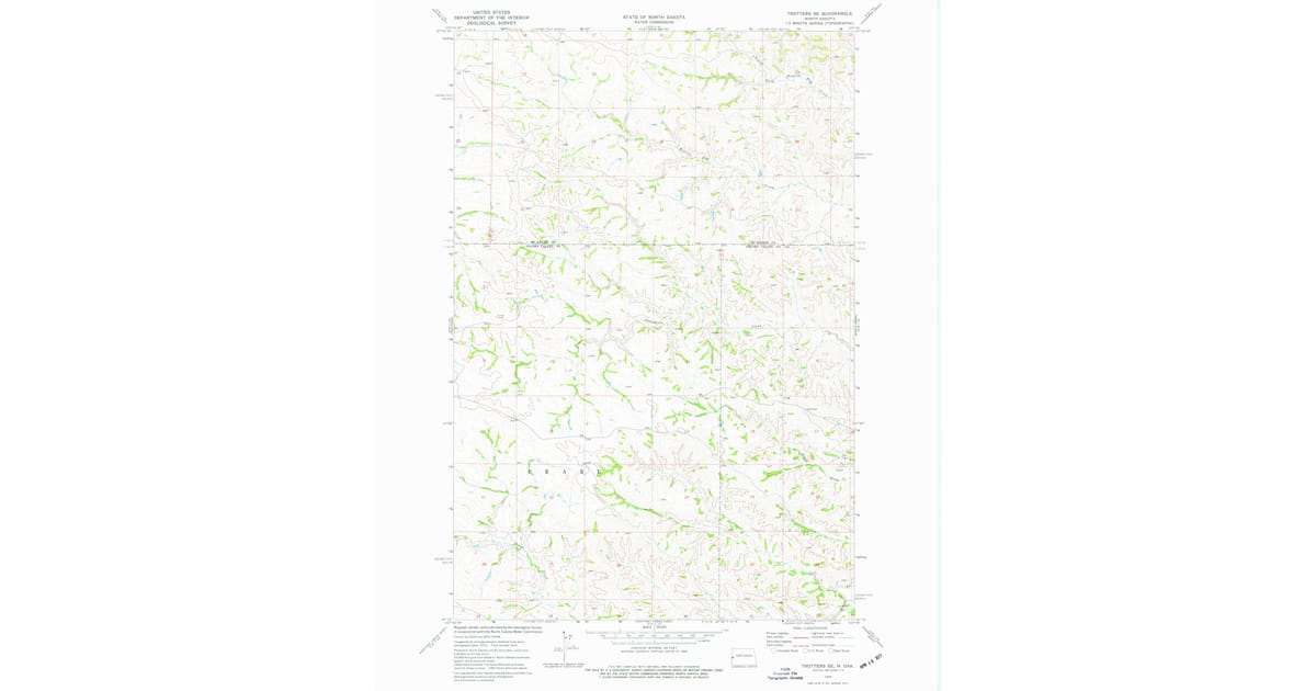 1974 Map of Trotters SE, Golden Valley County, ND — High-Res | Pastmaps