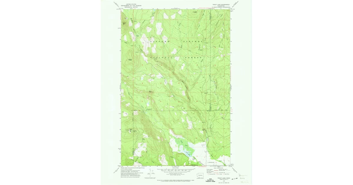 1970 Map of Trout Lake, WA — High-Res | Pastmaps