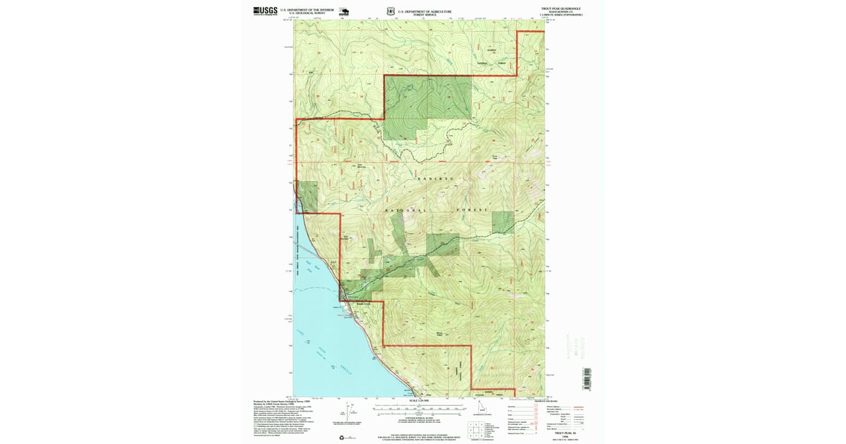 1996 Map of Trout Peak, Bonner County, ID — High-Res | Pastmaps