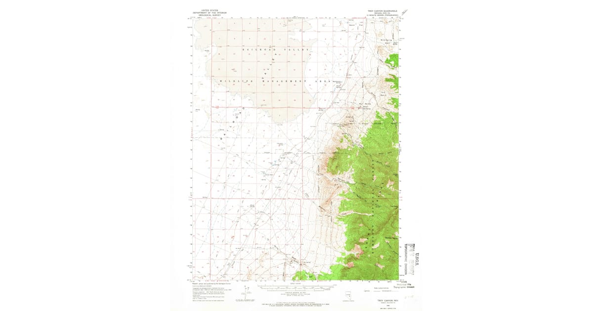 1964 Map of Troy Canyon, Nye County, NV — High-Res | Pastmaps