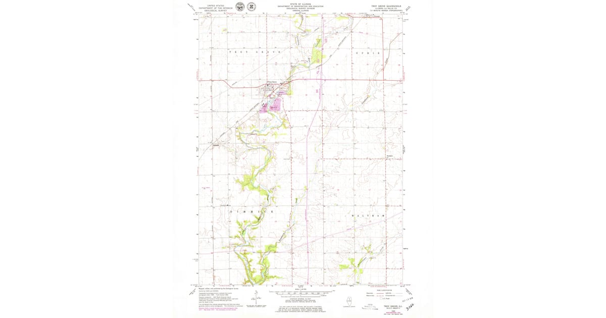 1966 Map of Troy Grove, IL — High-Res, 1979 Print | Pastmaps