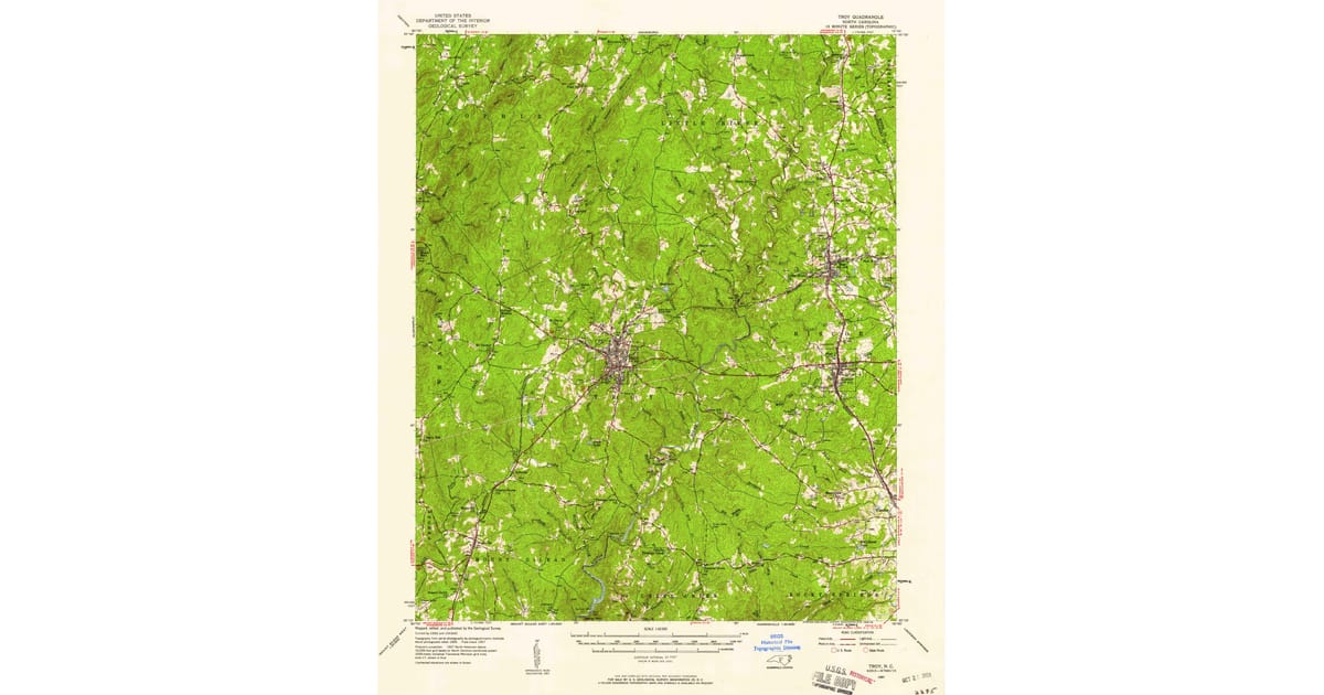 1957 Map of Troy, NC — High-Res | Pastmaps