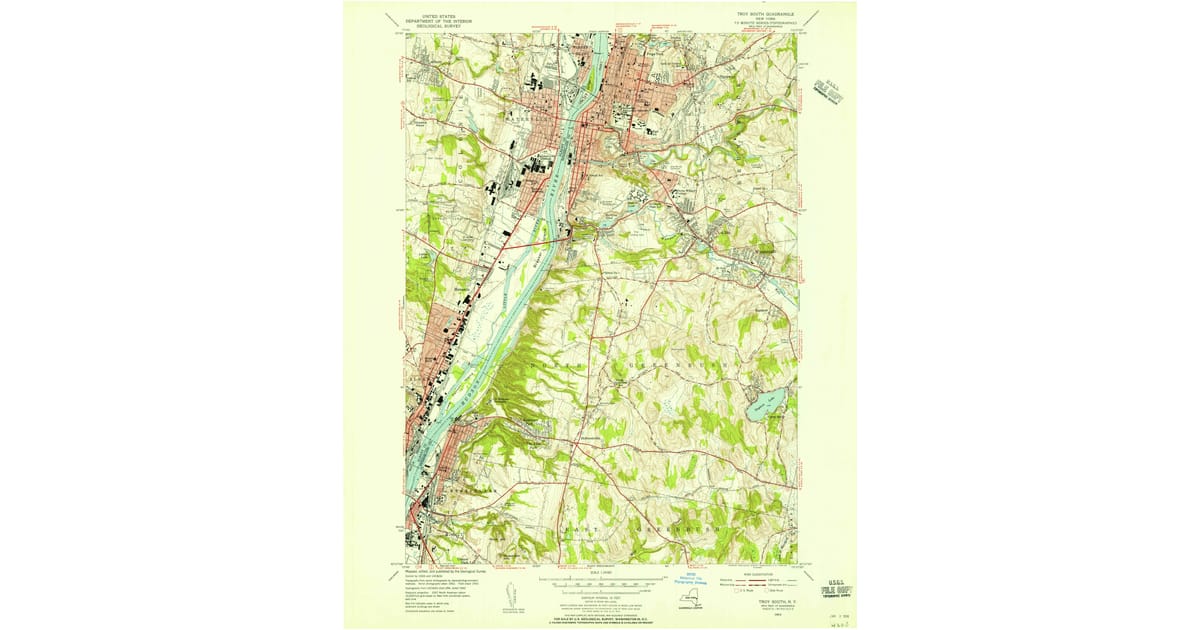 1953 Map of Troy South, Rensselaer County, NY — High-Res | Pastmaps