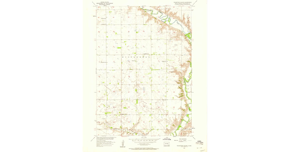 1957 Map of Tschetter Colony, SD — High-Res | Pastmaps