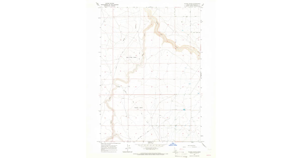 1965 Map of Tuanna Butte, Twin Falls County, ID — High-Res | Pastmaps