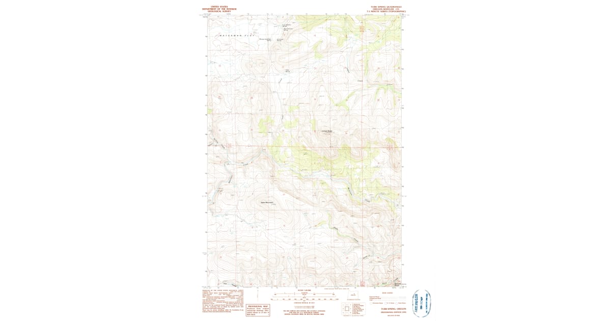 1990 Map of Tubb Spring, Wheeler County, OR — High-Res | Pastmaps