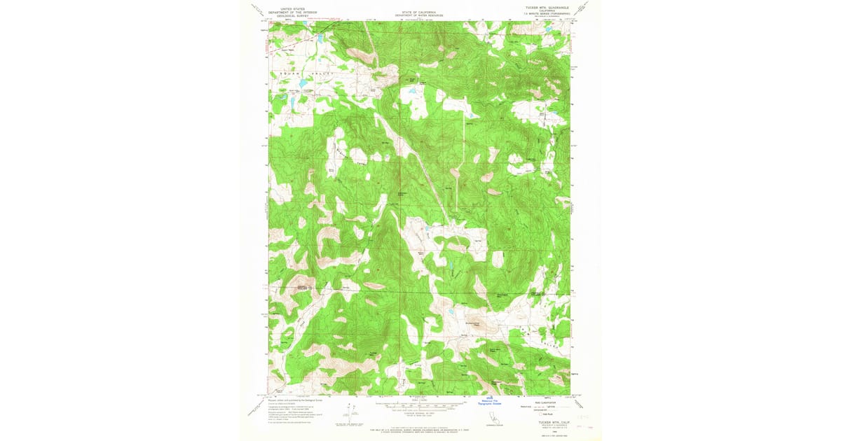 1966 Map of Tucker Mtn, Fresno County, CA — High-Res, 1967 Print #2 ...