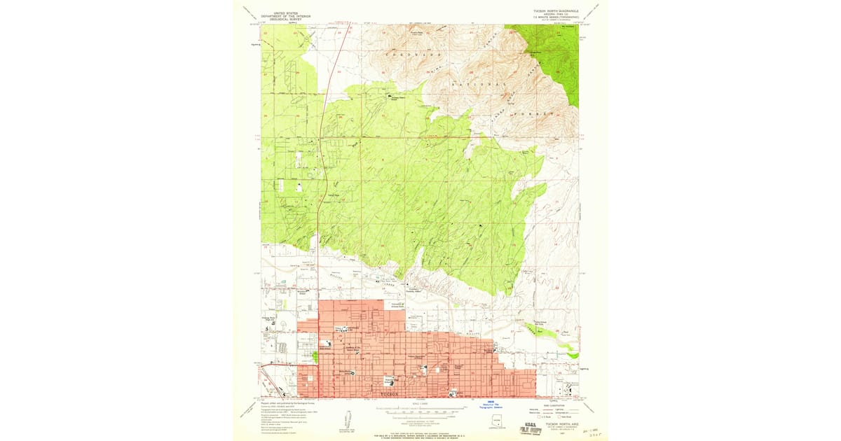 1957 Map of Tucson North, Pima County, AZ — High-Res | Pastmaps