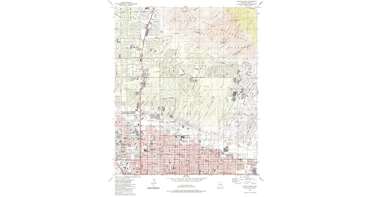 1984 Map of Tucson North, Pima County, AZ — High-Res | Pastmaps