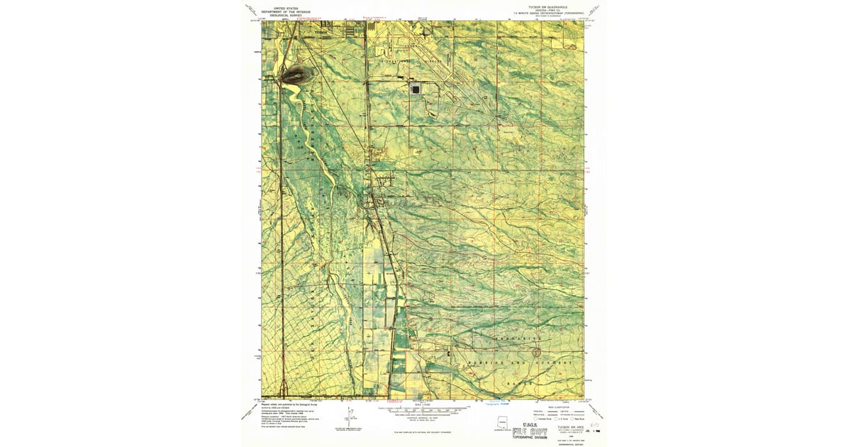 1968 Map of Tucson SW, Pima County, AZ — High-Res | Pastmaps