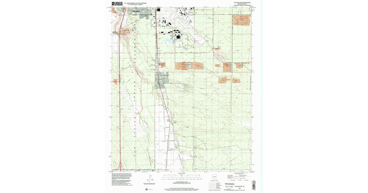 1996 Map of Tucson SW, Pima County, AZ — High-Res | Pastmaps