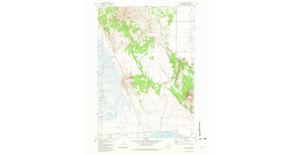 1981 Map of Tuff Butte, Lake County, OR — High-Res | Pastmaps
