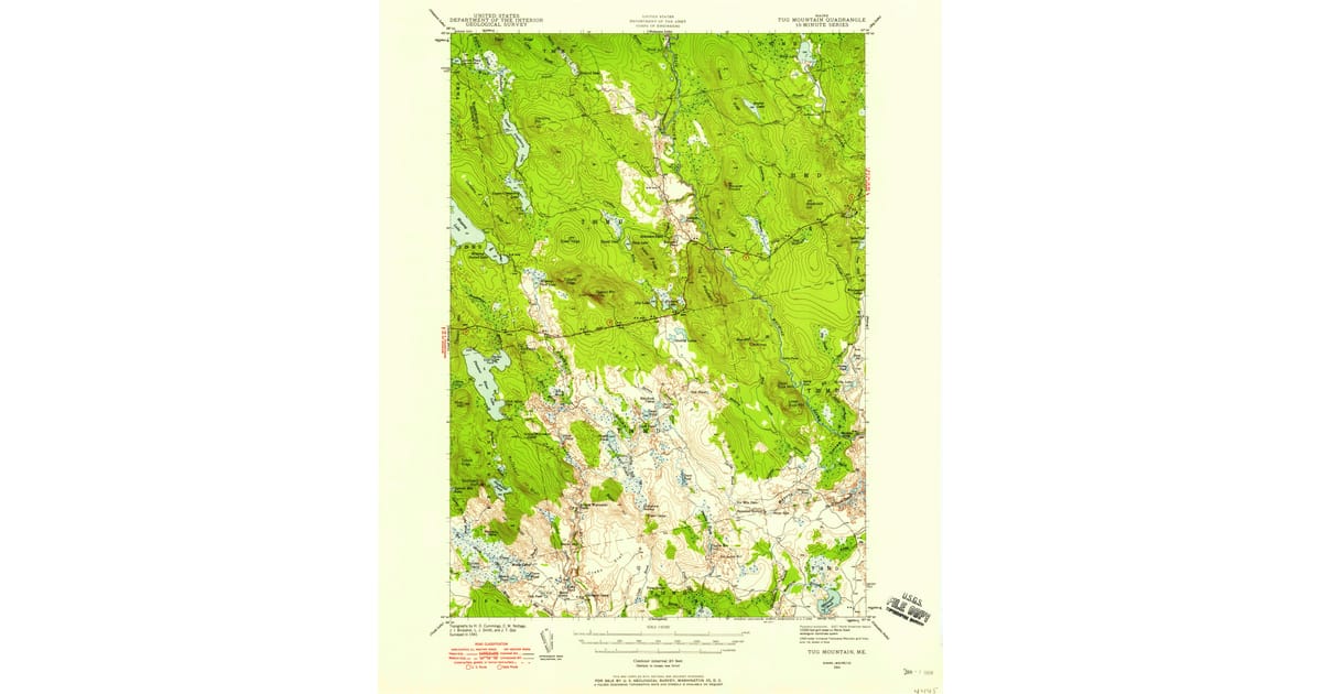 1941 Map of Tug Mountain, Washington County, ME — High-Res | Pastmaps