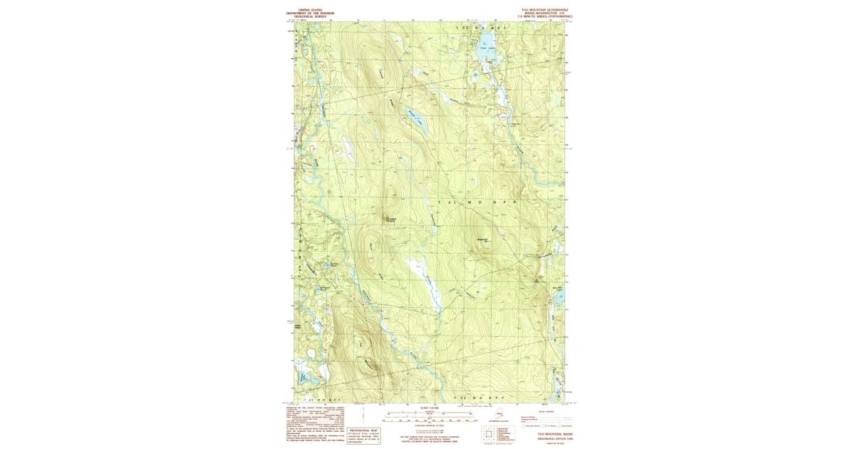 1990 Map of Tug Mountain, Washington County, ME — High-Res | Pastmaps