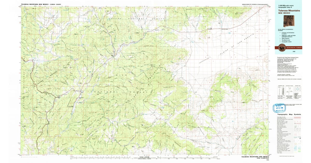 1983 Map of Tularosa Mountains, Catron County, NM — High-Res | Pastmaps