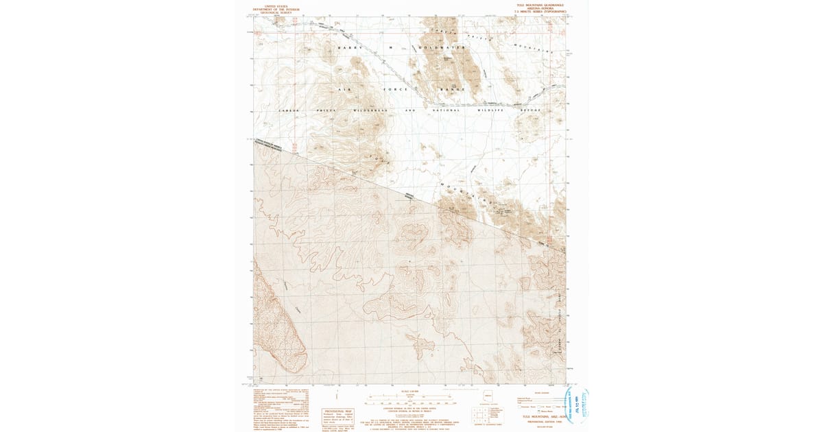 1990 Map of Tule Mountains, Yuma County, AZ — High-Res | Pastmaps