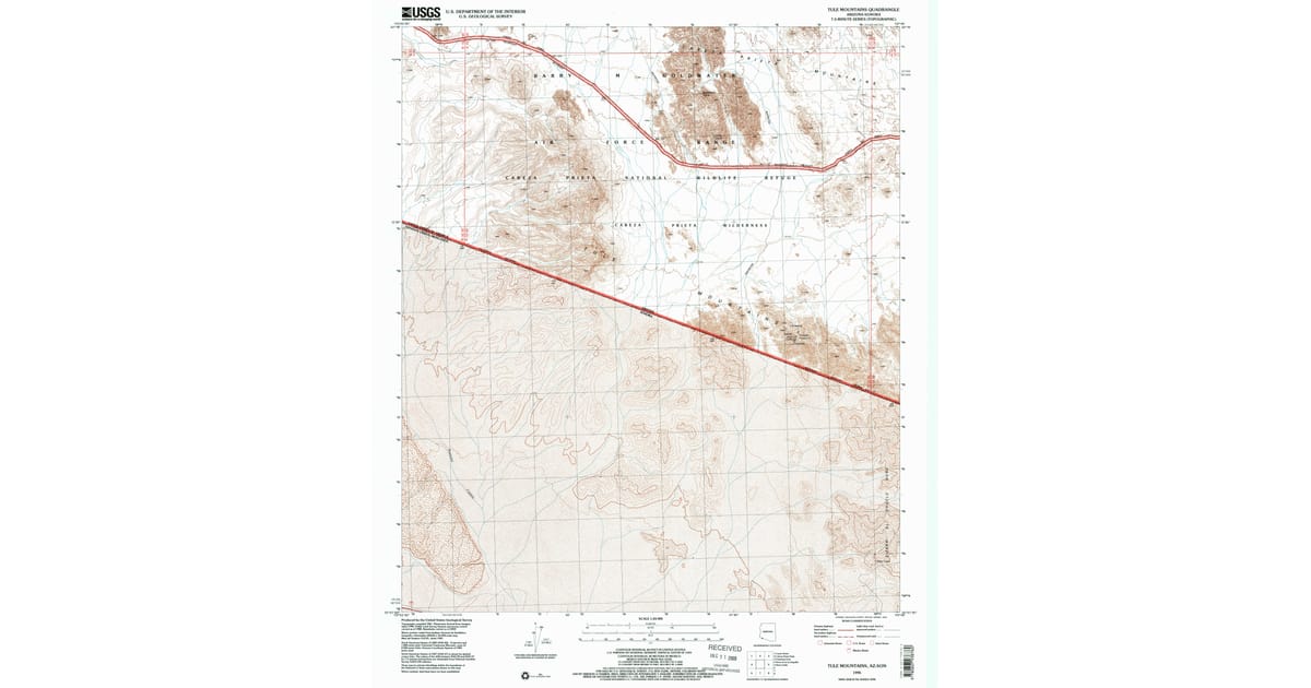 1996 Map of Tule Mountains, Yuma County, AZ — High-Res | Pastmaps