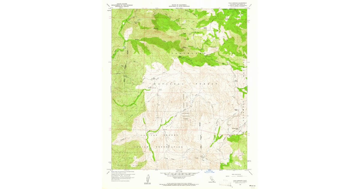 1960 Map of Tule Springs, San Diego County, CA — High-Res | Pastmaps