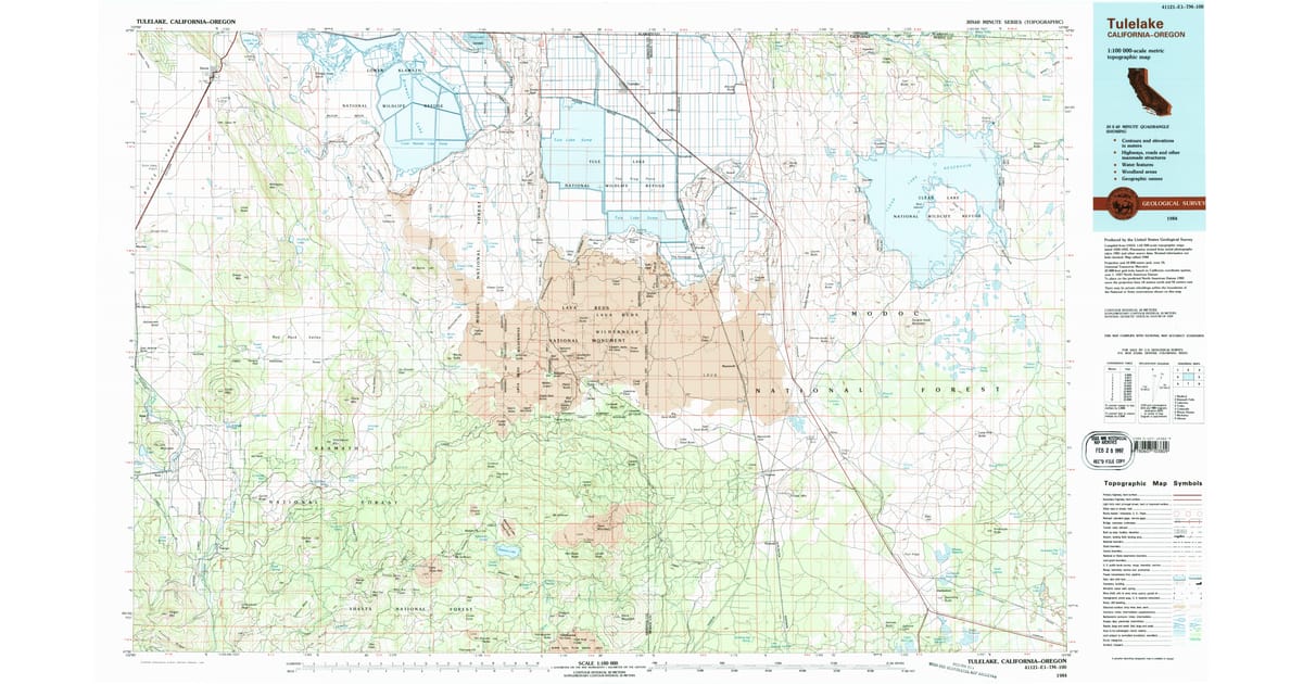 1984 Map of Tulelake, CA — High-Res, 1985 Print #2 | Pastmaps