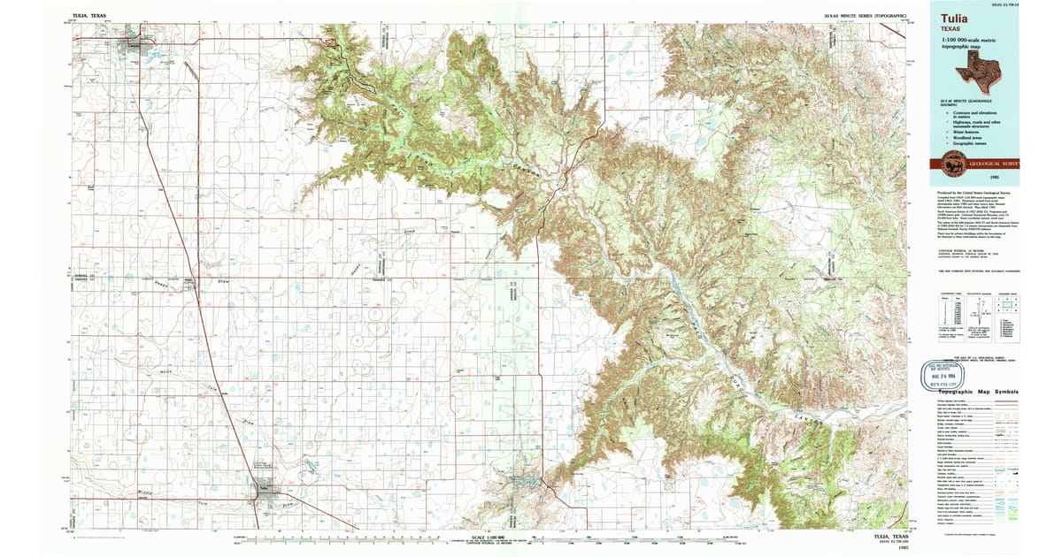 1985 Map of Tulia, TX — High-Res | Pastmaps