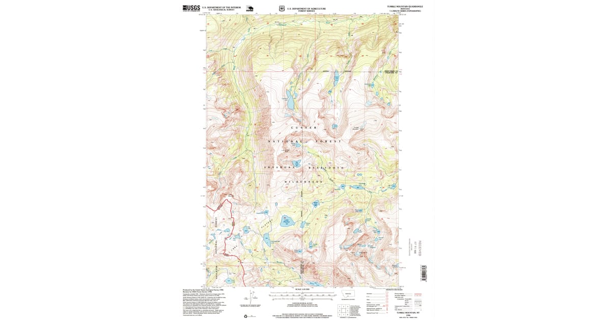 1996 Map of Tumble Mountain, Sweet Grass County, MT — High-Res | Pastmaps