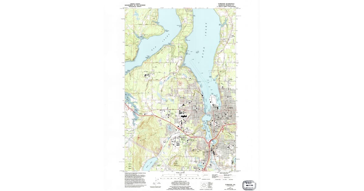 1959 Map of Tumwater, WA — High-Res, 1995 Print | Pastmaps