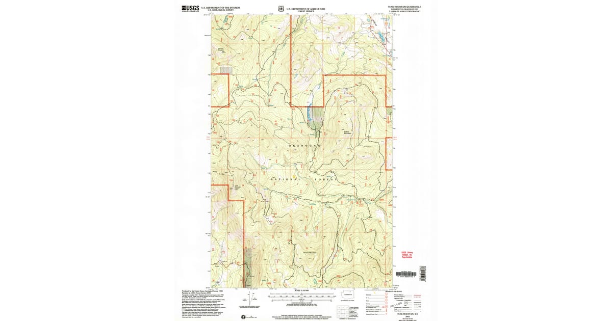 2001 Map of Tunk Mountain, Okanogan County, WA — High-Res | Pastmaps