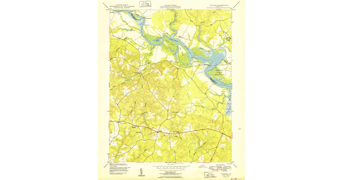 1949 Map of Tunstall, New Kent County, VA — High-Res | Pastmaps