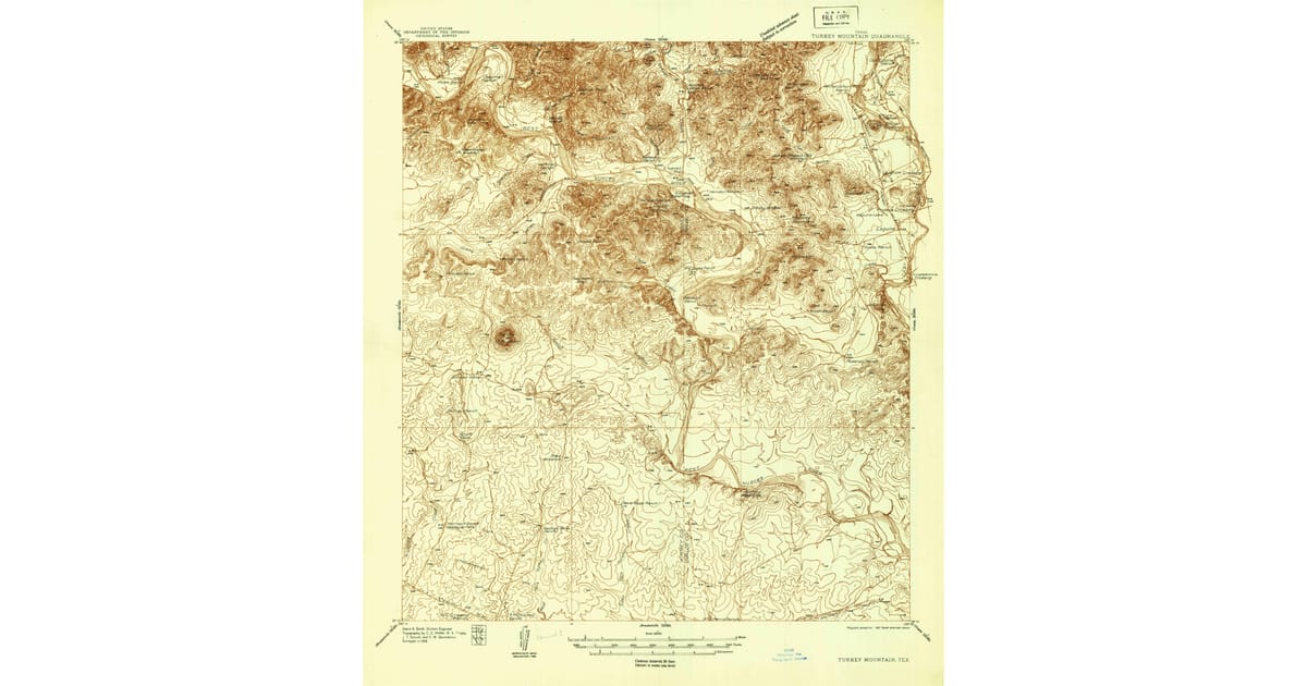 1938 Map of Turkey Mountain, Kinney County, TX — High-Res | Pastmaps