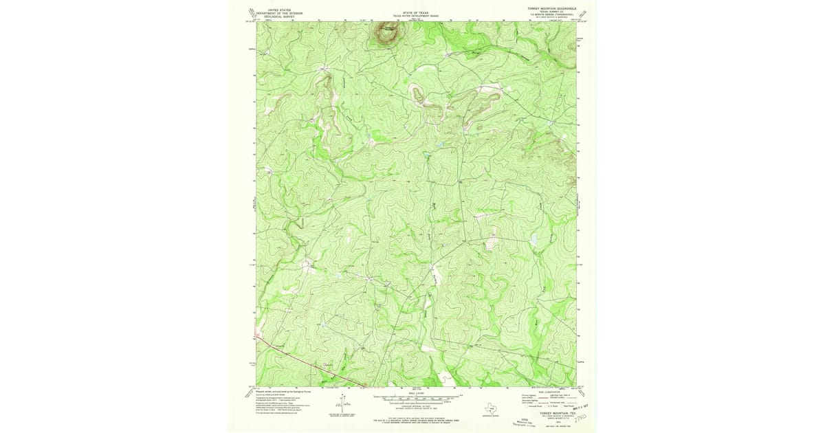 1974 Map of Turkey Mountain, Kinney County, TX — High-Res | Pastmaps