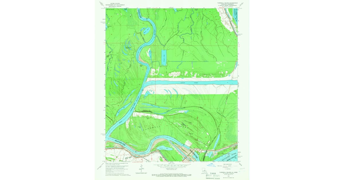 1965 Map of Turnbull Island, Concordia Parish, LA — High-Res | Pastmaps
