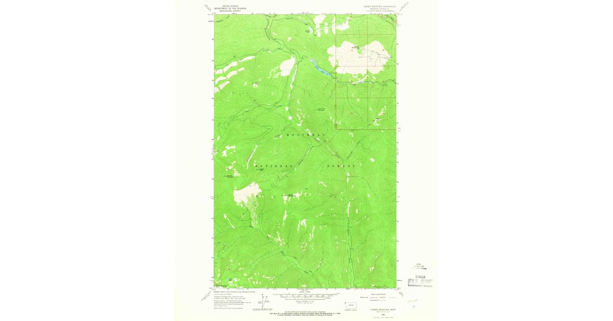 1963 Map of Turner Mountain, Lincoln County, MT — High-Res | Pastmaps
