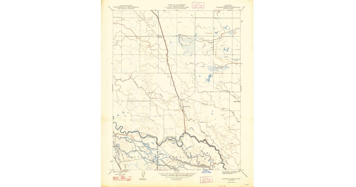 1948 Map of Turner Ranch, Merced County, CA — High-Res | Pastmaps