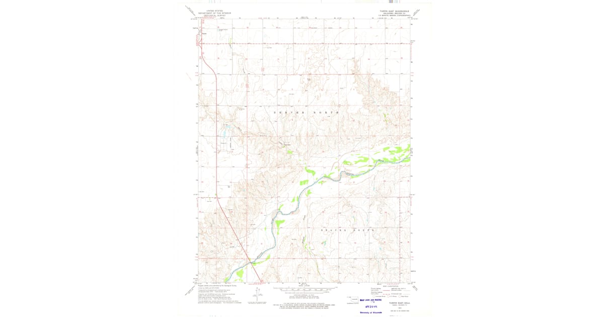 1973 Map of Turpin East, Beaver County, OK — High-Res | Pastmaps