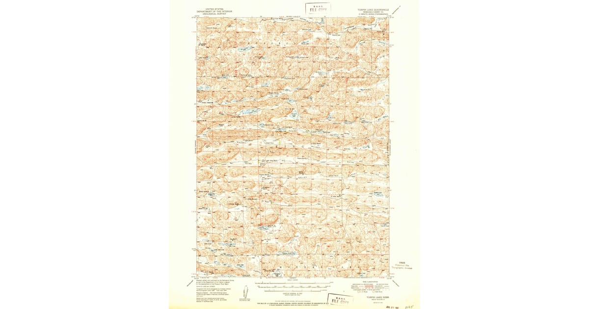 1951 Map of Turpin Lake, Cherry County, NE — High-Res | Pastmaps