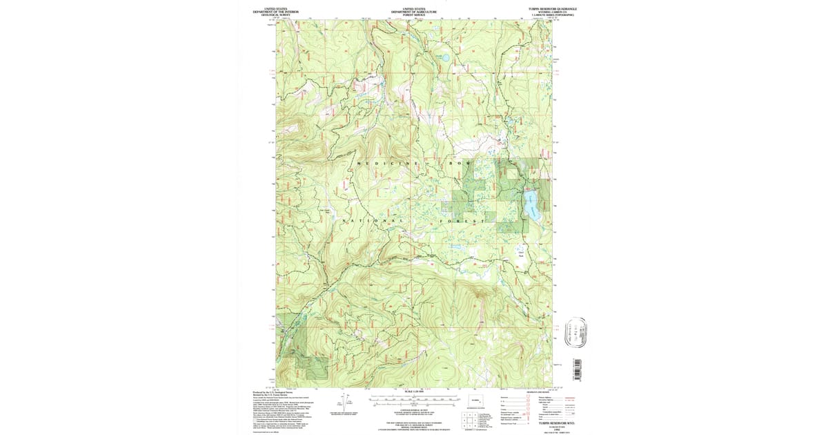 1992 Map of Turpin Reservoir, Carbon County, WY — High-Res | Pastmaps