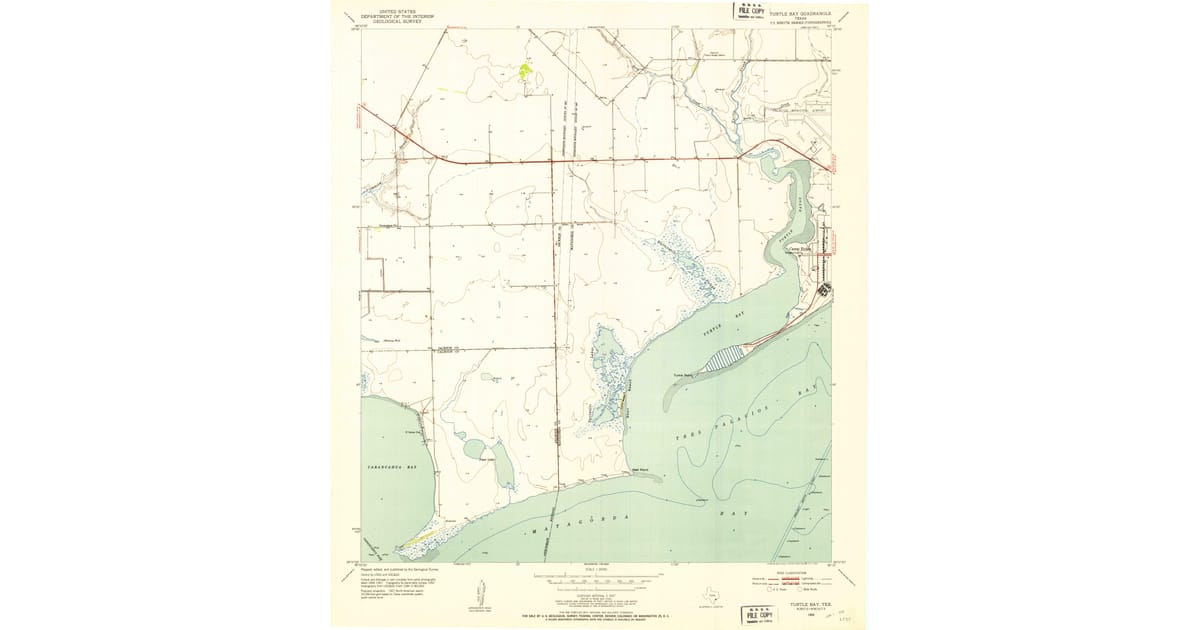 1952 Map of Turtle Bay, Matagorda County, TX — High-Res | Pastmaps