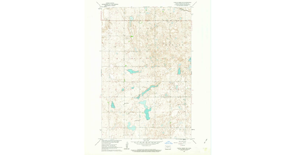 1961 Map of Turtle Creek NE, McLean County, ND — High-Res | Pastmaps