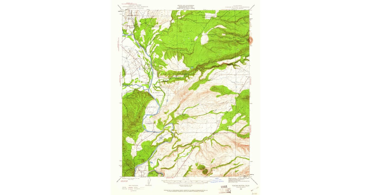 1944 Map of Tuscan Buttes, Tehama County, CA — High-Res | Pastmaps