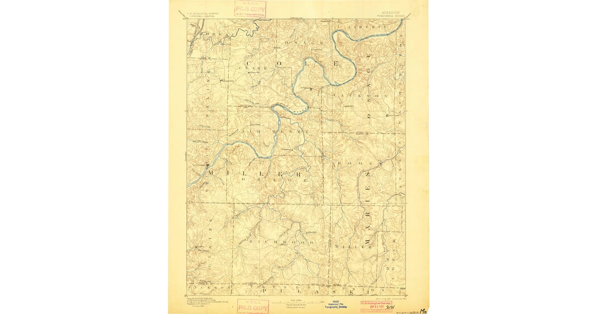 1894 Map of Tuscumbia, MO — High-Res, 1900 Print | Pastmaps