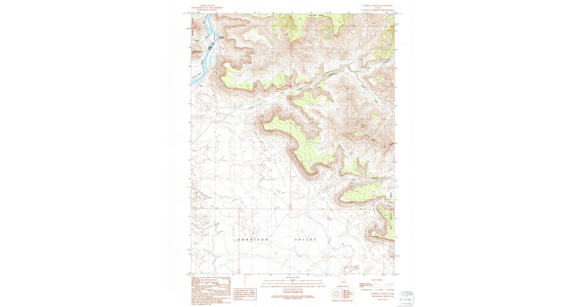 1991 Map of Tusher Canyon, Grand County, UT — High-Res | Pastmaps
