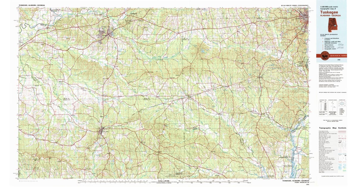 1980s Maps of Whatley Cross Road, AL | Pastmaps