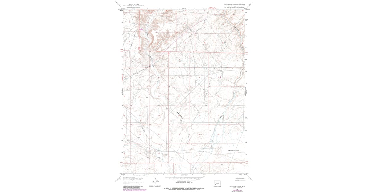 1968 Map of Twelvemile Sink, Sweetwater County, WY — High-Res, 1980 ...