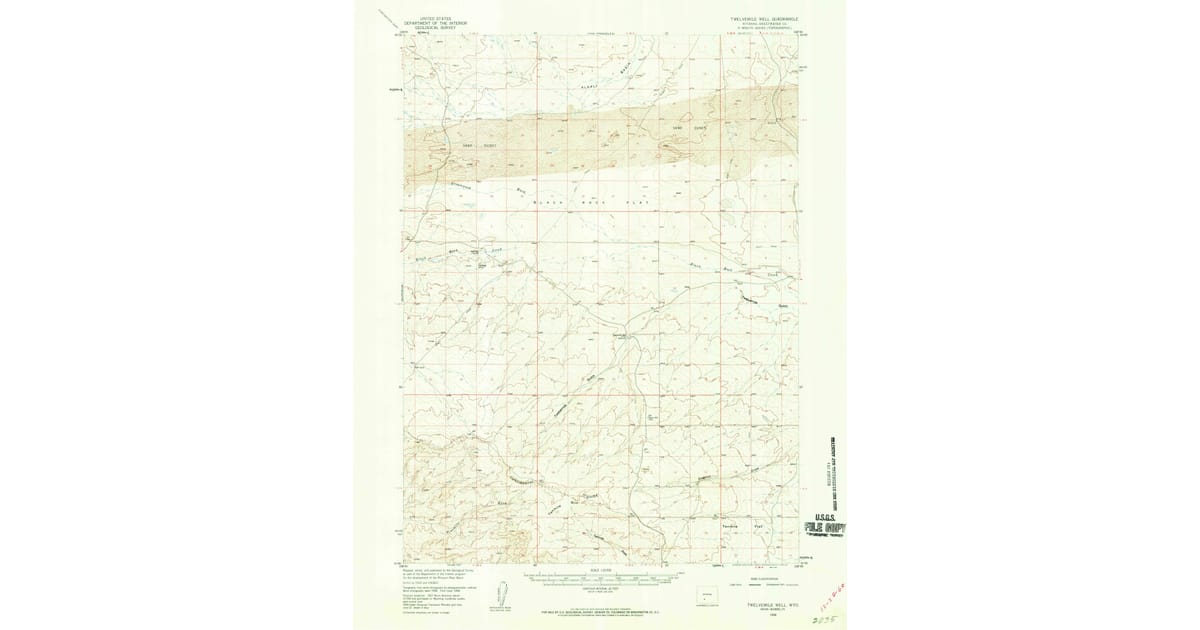 1958 Map of Twelvemile Well, Sweetwater County, WY — High-Res | Pastmaps