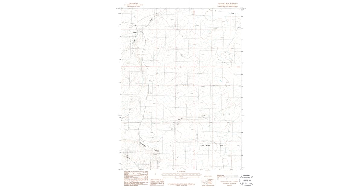 1986 Map of Twelvemile Well, Sweetwater County, WY — High-Res | Pastmaps