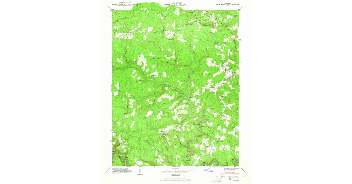 1943 Map of Twin Bridges, Morgan County, TN — High-Res | Pastmaps